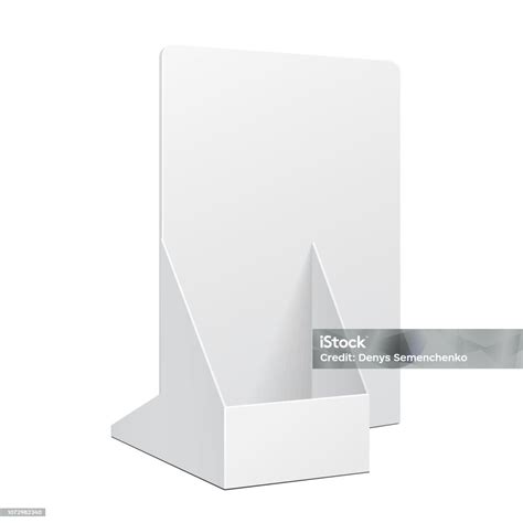 흰색 포스 포 골 판지 빈 빈 표시 상자 홀더 광고 전단지 전단지 또는 흰색 배경에 고립 된 제품에 대 한 디자인에 대 한 준비 제품 패킹입니다 벡터 Eps10 0명에 대한