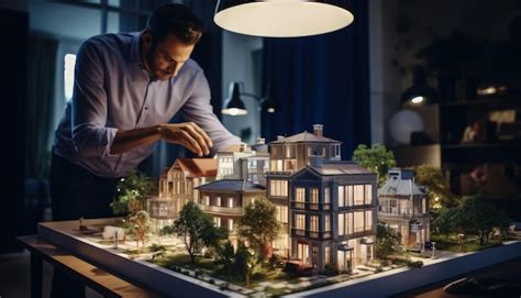 Premium Ai Image Architect Creating A Building Model