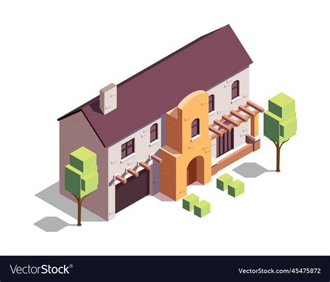 Isometric Suburban Building Royalty Free Vector Image