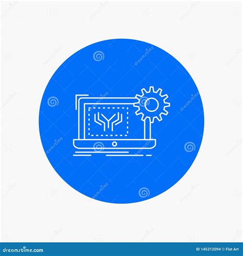 Blueprint Circuit Electronics Engineering Hardware White Line Icon In Circle Background