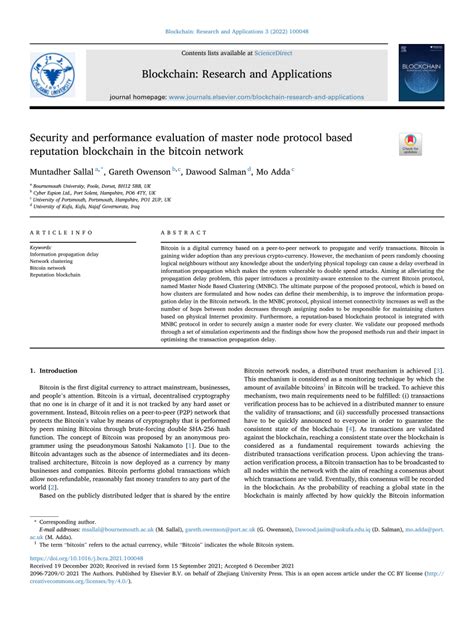 Pdf Security And Performance Evaluation Of Master Node Protocol Based