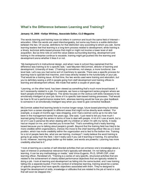 Pdf Whats The Difference Between Learning And Training Jan 06
