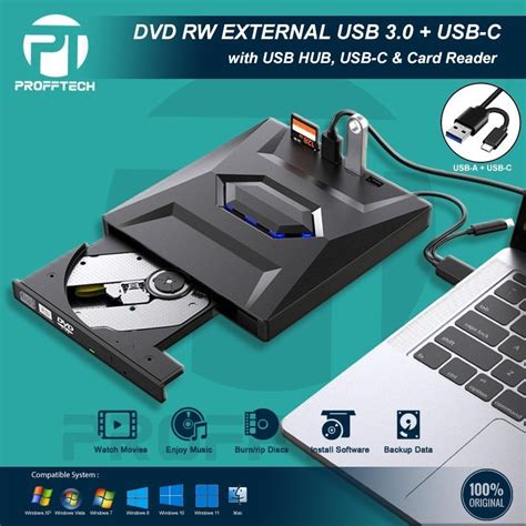 Jual DVD RW External ProffTech USB 3 Type C Hub USB Hub Card Reader Shopee Indonesia