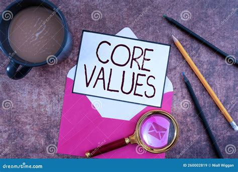 Sign Displaying Core Values Concept Meaning Principles Which Guide And Determine What Is Wrong