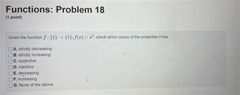 Solved Functions Problem 18 1 Point Given The Function F