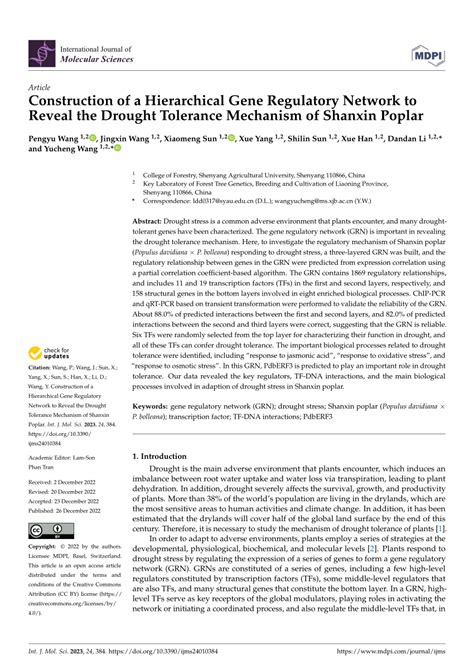 Pdf Construction Of A Hierarchical Gene Regulatory Network To Reveal The Drought Tolerance