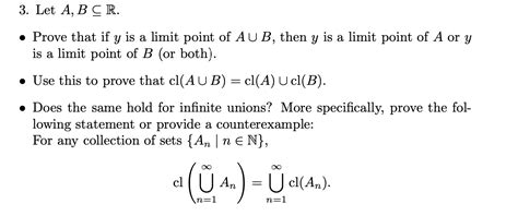 Solved Prove That If Y Is A Limit Point Of AB Then Y Is Chegg