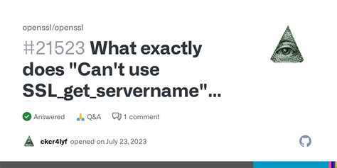 What Exactly Does Cant Use Sslgetservername Mean · Openssl
