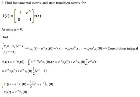 Solved Find Fundamental Matrix And State Transition Chegg