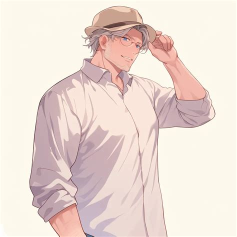 ハットが似合うダンディなリアルお父さん｜イラスト・フリー素材なら「シンテリ」