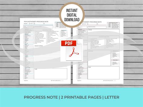 Psychotherapy Progress Note Template Case Note Private Etsy