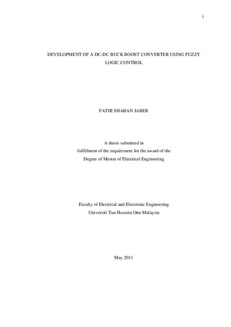Pdf I Development Of A Dc Dc Buck Boost Converter Using Fuzzy Logic Control