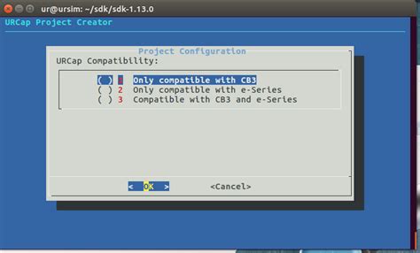 how to select compatibility when create a new urcap project urcap development universal