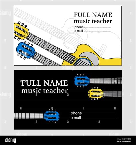 Music Business Card Guitar Teacher Education Tutorial Lesson Clip Art