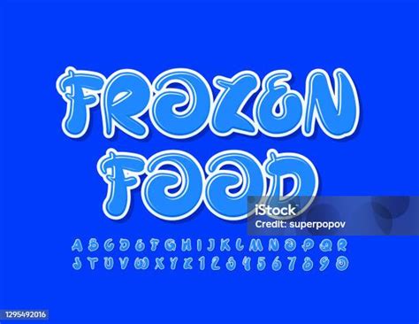벡터 크리에이티브 사인 냉동 식품 손으로 쓴 알파벳 문자 및 숫자 세트 컴퓨터 글자에 대한 스톡 벡터 아트 및 기타 이미지