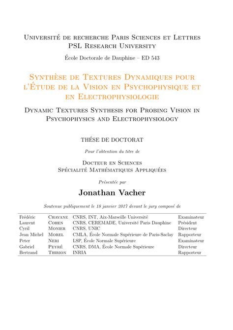 Pdf Dynamic Textures Synthesis For Probing Vision In Psychophysics And Electrophysiology