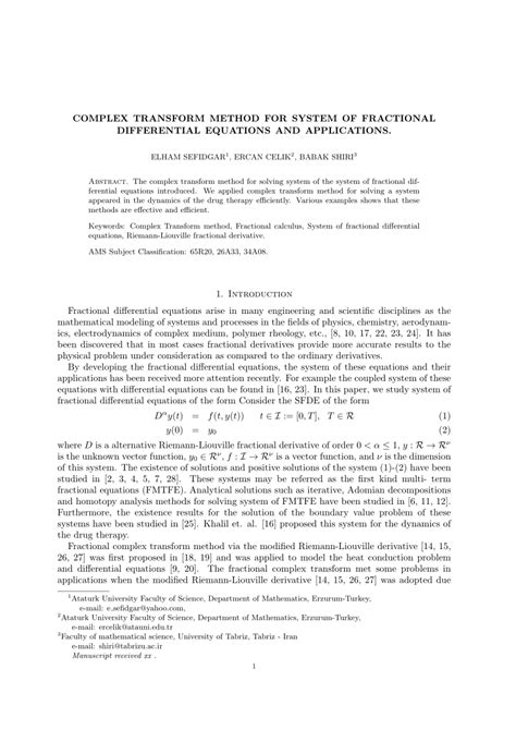 Pdf Fractional Complex Transform Method And Applications