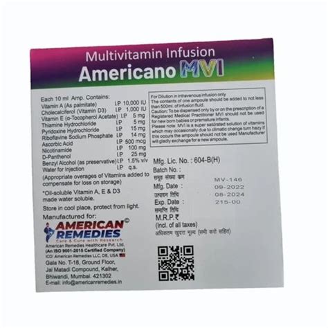 Multivitamin Injection 10 Ml Mvi At ₹ 42vial Pharmaceutical Tablets In Surat Id 2852094430891