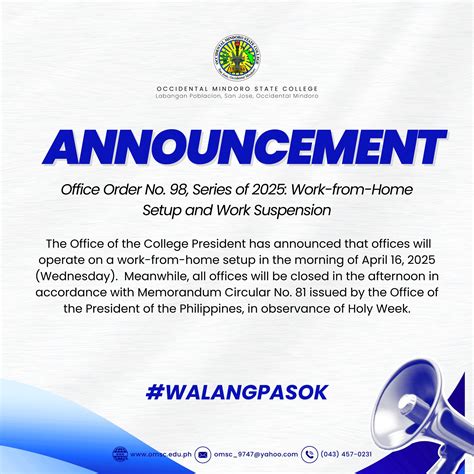 Announcement Occidental Mindoro State College Facebook