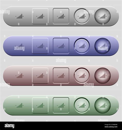 control element icons on rounded horizontal menu bars in different