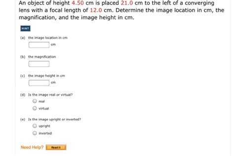 solved an object of height 4 50 cm is placed 21 0 cm to the