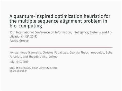 A Quantum Inspired Optimization Heuristic For The Multiple Sequence Alignment Problem In Bio