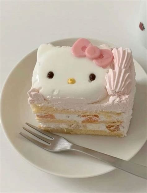 Xiaohongshu Food Cute Dessert Hello Kitty Cake Slice Sanrio Aesthetic