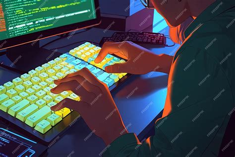 Programmer Typing Data Code Software Development Vector Illustration