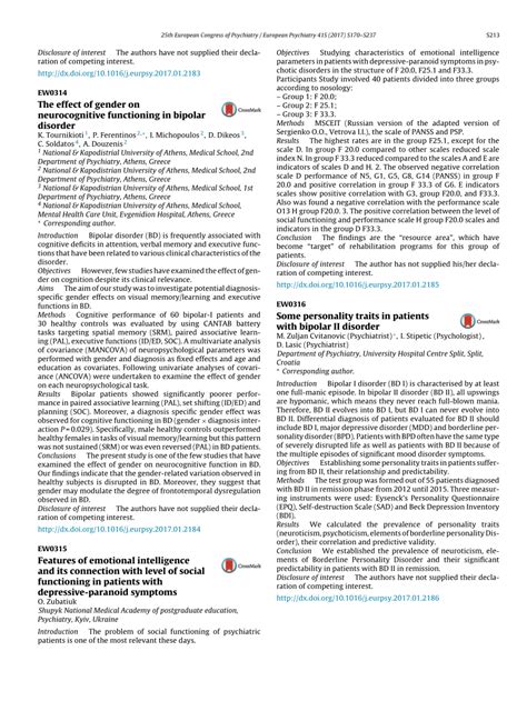 Pdf The Effect Of Gender On Neurocognitive Functioning In Bipolar