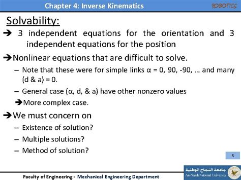 Chapter 4 Inverse Kinematics Robotics Outline Introduction Solvability