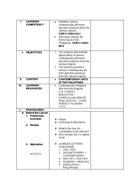 Final Dlp Week 2 Cpar Pdf The Arts Learning