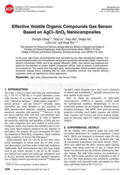 Effective Volatile Organic Compounds Gas Sensor Based On Agclsno2