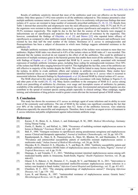 Multidrug Resistance Pattern Of Staphylococcus Aureus Isolates In Maiduguri Metropolis Pdf