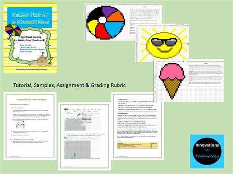 Summer Pixel Art In Microsoft Excel Or Google Sheets Distance Learning Geometry Lesson Plans