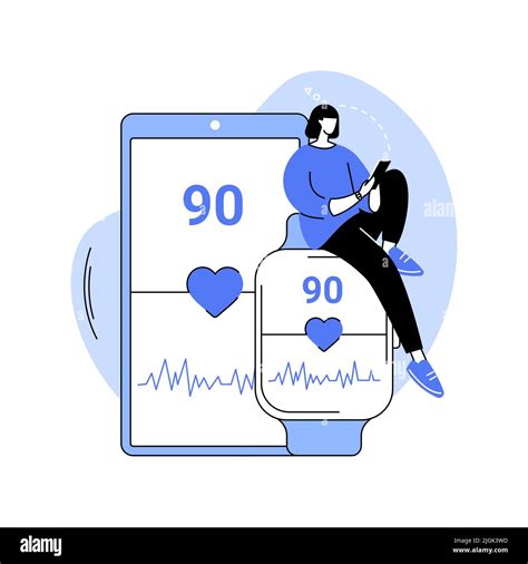 Smartwatch Heart Rate Monitoring Isolated Cartoon Vector Illustrations