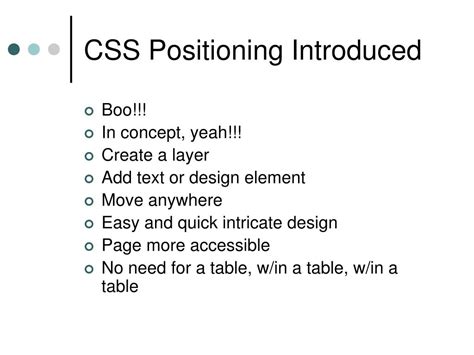Ppt Css Positioning Vs Html Tables Help Powerpoint Presentation