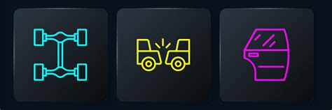 세트 라인 섀시 자동차 자동차 문 및 사고 검은 색 사각형 버튼 벡터 검은색에 대한 스톡 벡터 아트 및 기타 이미지 검은색