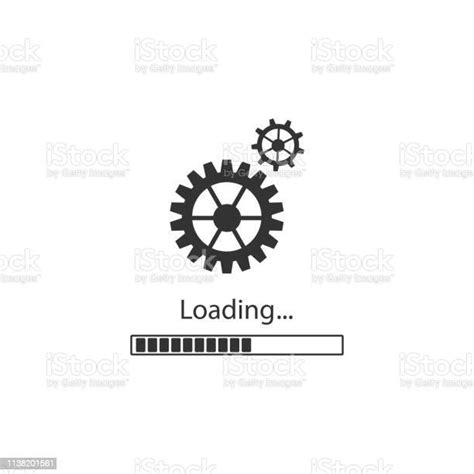 로드 및 기어 아이콘 절연 진행률 표시줄 아이콘입니다 시스템 소프트웨어 업데이트 로드 프로세스 기호입니다 평면 디자인입니다 벡터 일러스트 0명에 대한 스톡 벡터 아트 및