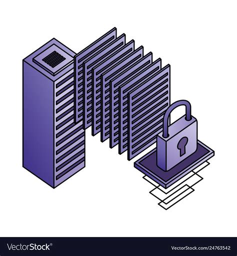 Database Server Center Security Data Network Vector Image