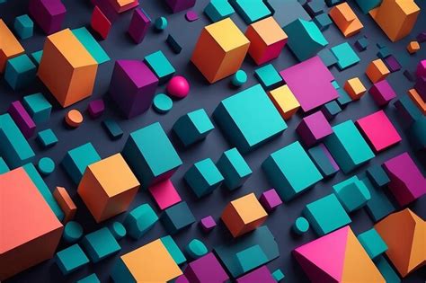 Premium Photo Colorful Luminous Geometric Shapes Create Abstract 3d Background