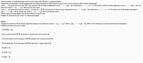 Solved This Is A Problem On Linear Dependent Columns Of