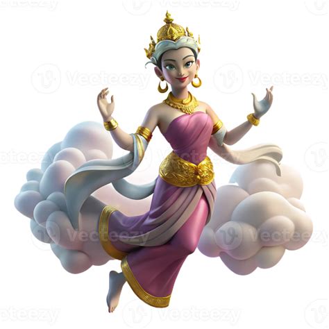 Vibrant Classic A Graceful Apsara With Flowing Silk Robes Dancing
