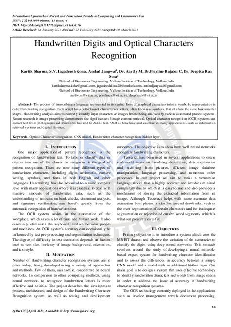 Pdf Handwritten Digits And Optical Characters Recognition Prayline