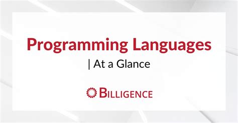 Billigence On Linkedin Programming Languages At A Glance