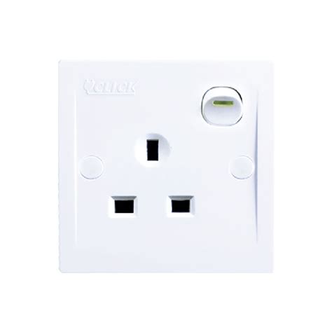 Switch And Accessories Gang Series Premium Series Click Premium 3 Pin Flat Socket With