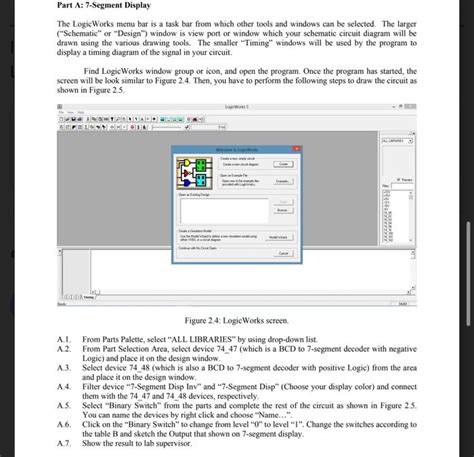 Part A 7 Segment Display The LogicWorks Menu Bar Is Chegg Com