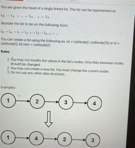 Solved You Are Given The Head Of A Singly Linked List The