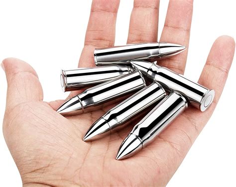 Reusable Bullet Ice Cubes 6 Pcs Stainless Steel Whiskey Chilling