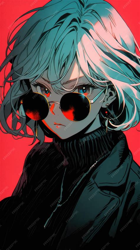 Premium Ai Image An Anime Girl In Mint With Sunglasses