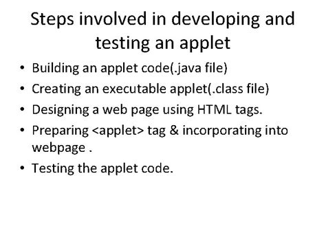 Applets Applet Basics Applets Are Small Java Applications